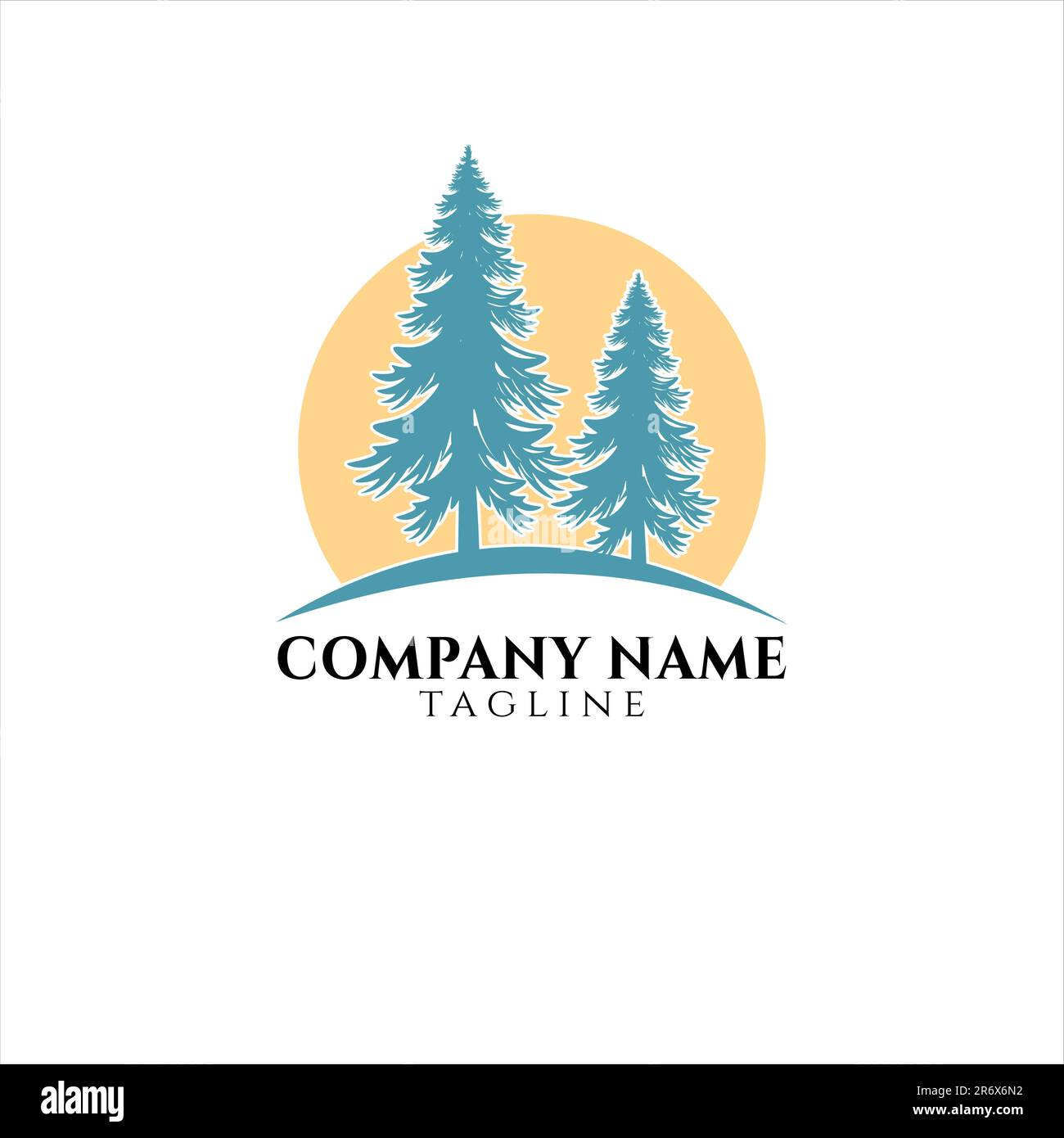pine trees landscape logo design vector illustration with silhouette ...