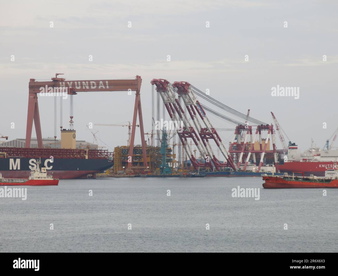 Industrial port of Ulsan, South Korea, dominated by Hyundai Heavy ...