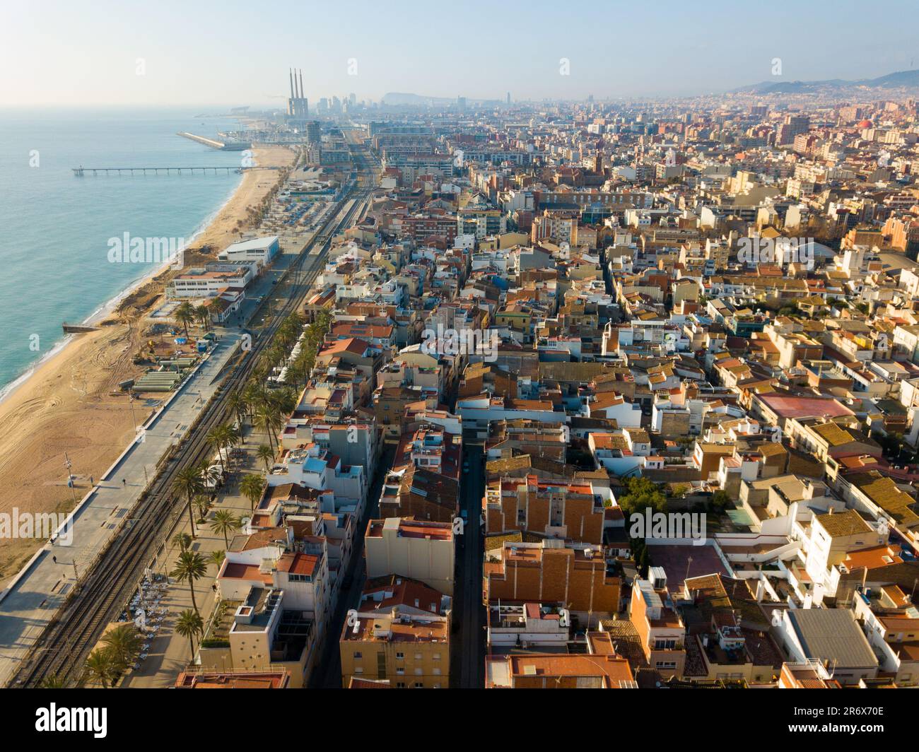 Aerial view of seaside area of Badalona Stock Photo - Alamy