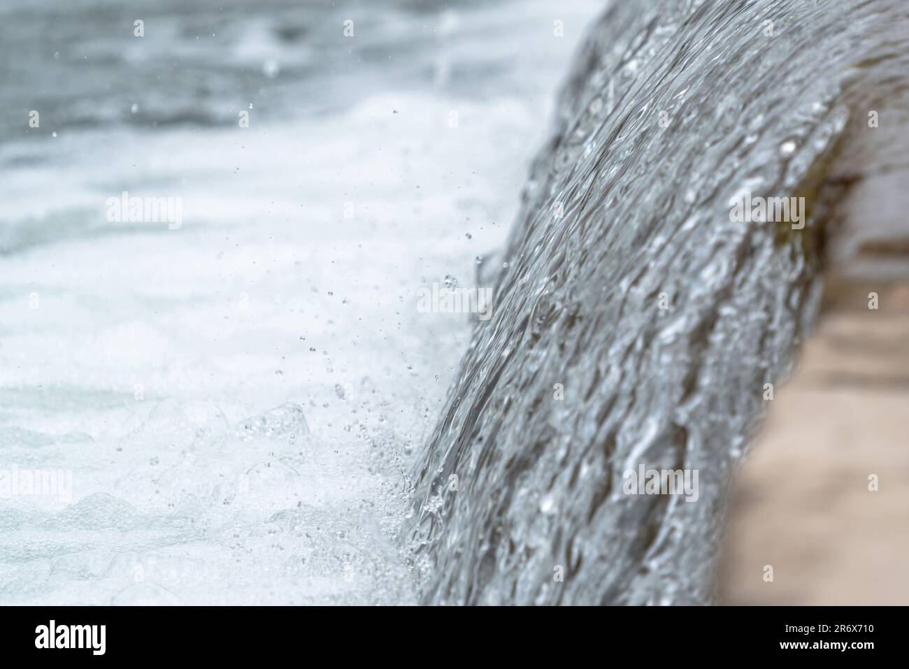Natural water flowing from the waterfall to the sea in Turkey Stock ...