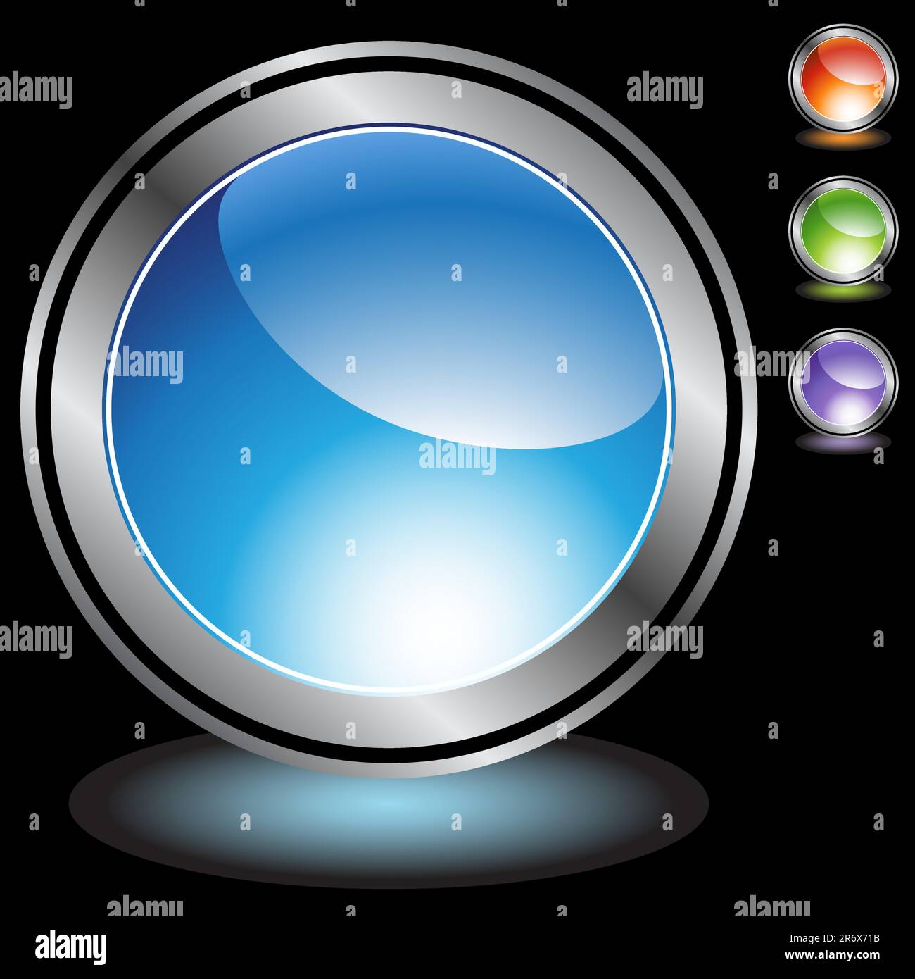 Set of 4 chrome round buttons Stock Vector Image & Art - Alamy