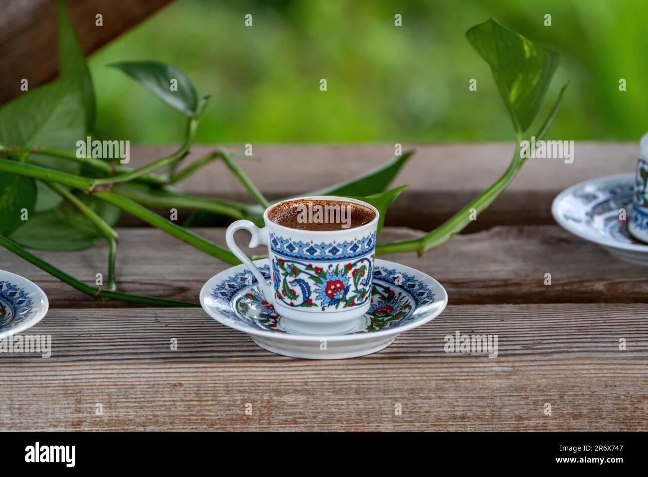 Sparkling Turkish coffee in a classic patterned Turkish Cup Stock Photo ...
