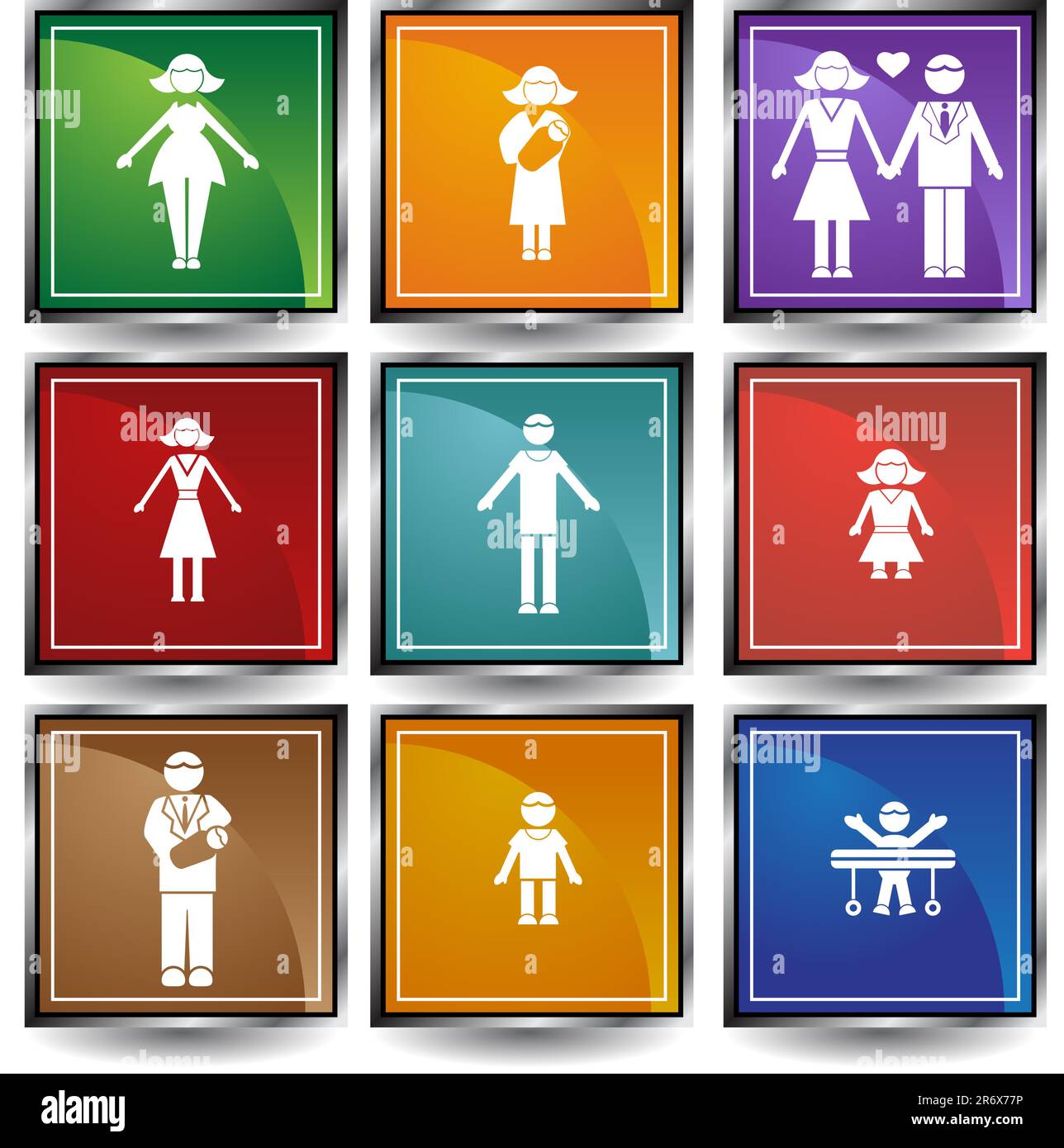 Set of 9 Family Web Buttons - Square Stock Vector Image & Art - Alamy