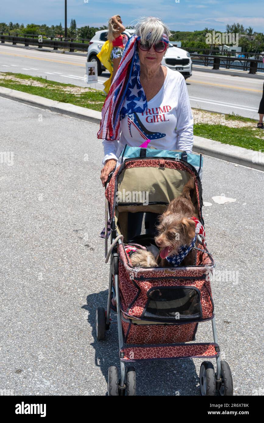 Palm Beach, United States. 11th June, 2023. A supporter of former ...