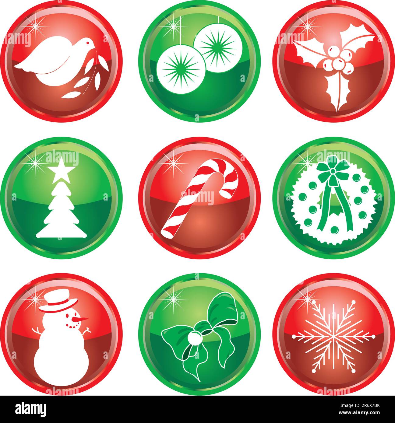 Set of nine Christmas or Holiday Icon Buttons. Vector Illustration ...