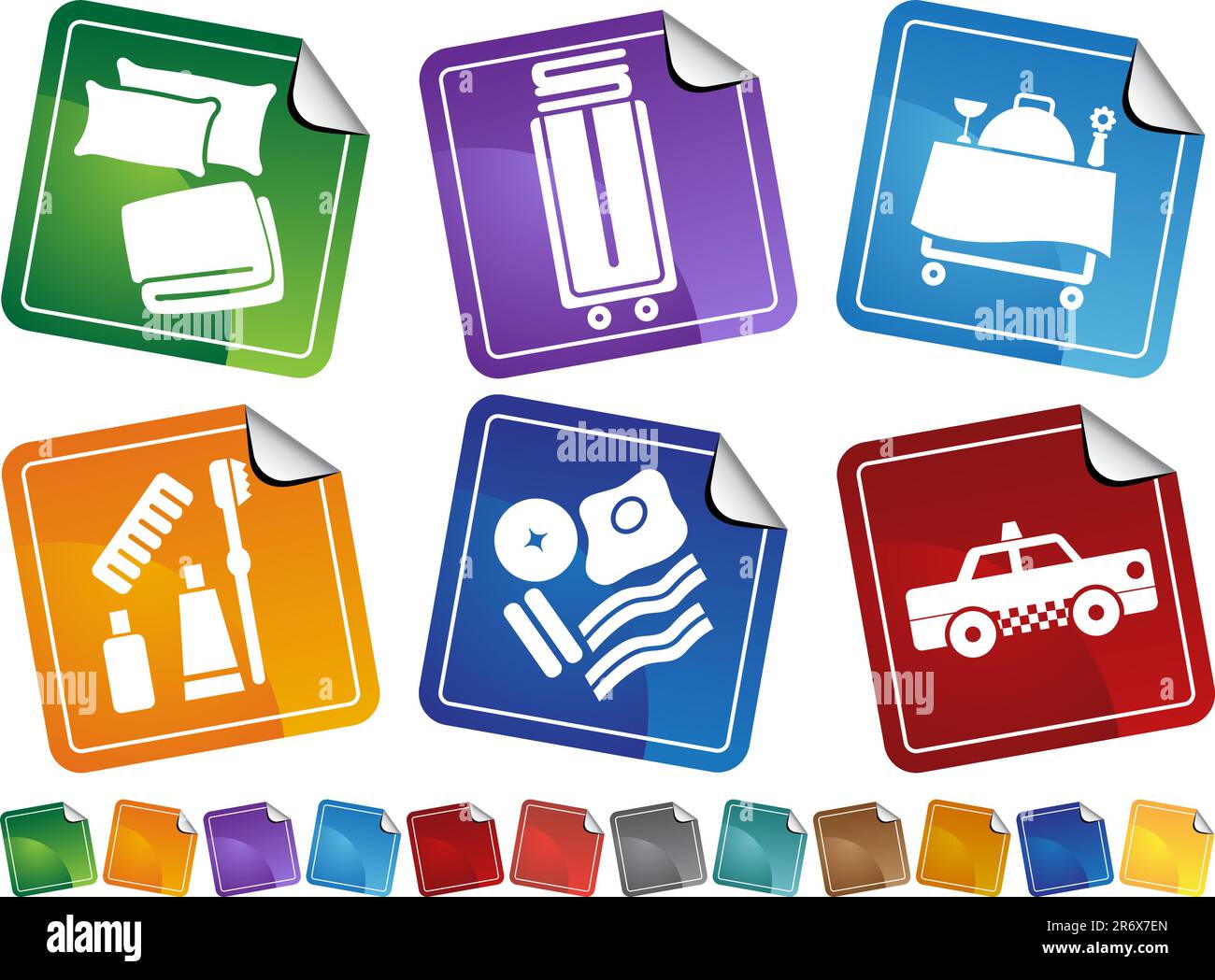 Collection of hotel and spa resort themed objects in a simplified style ...