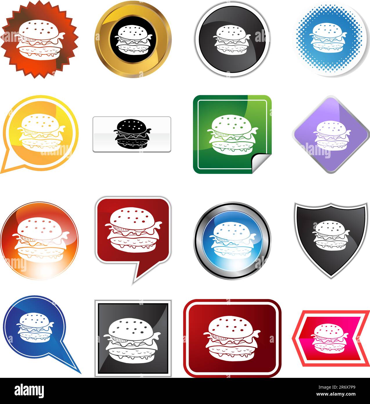 Burger icon set isolated on a white background Stock Vector Image & Art ...