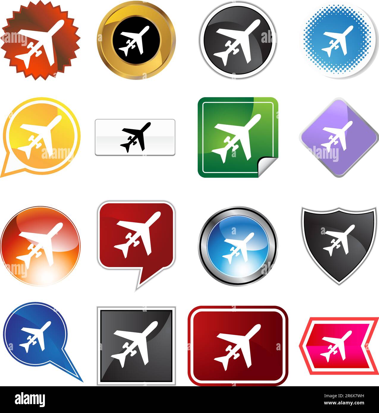 Airplane icon set isolated on a white background Stock Vector Image ...