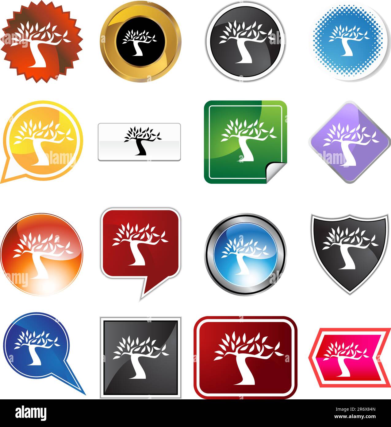 Tree icon set isolated on a white background Stock Vector Image & Art ...