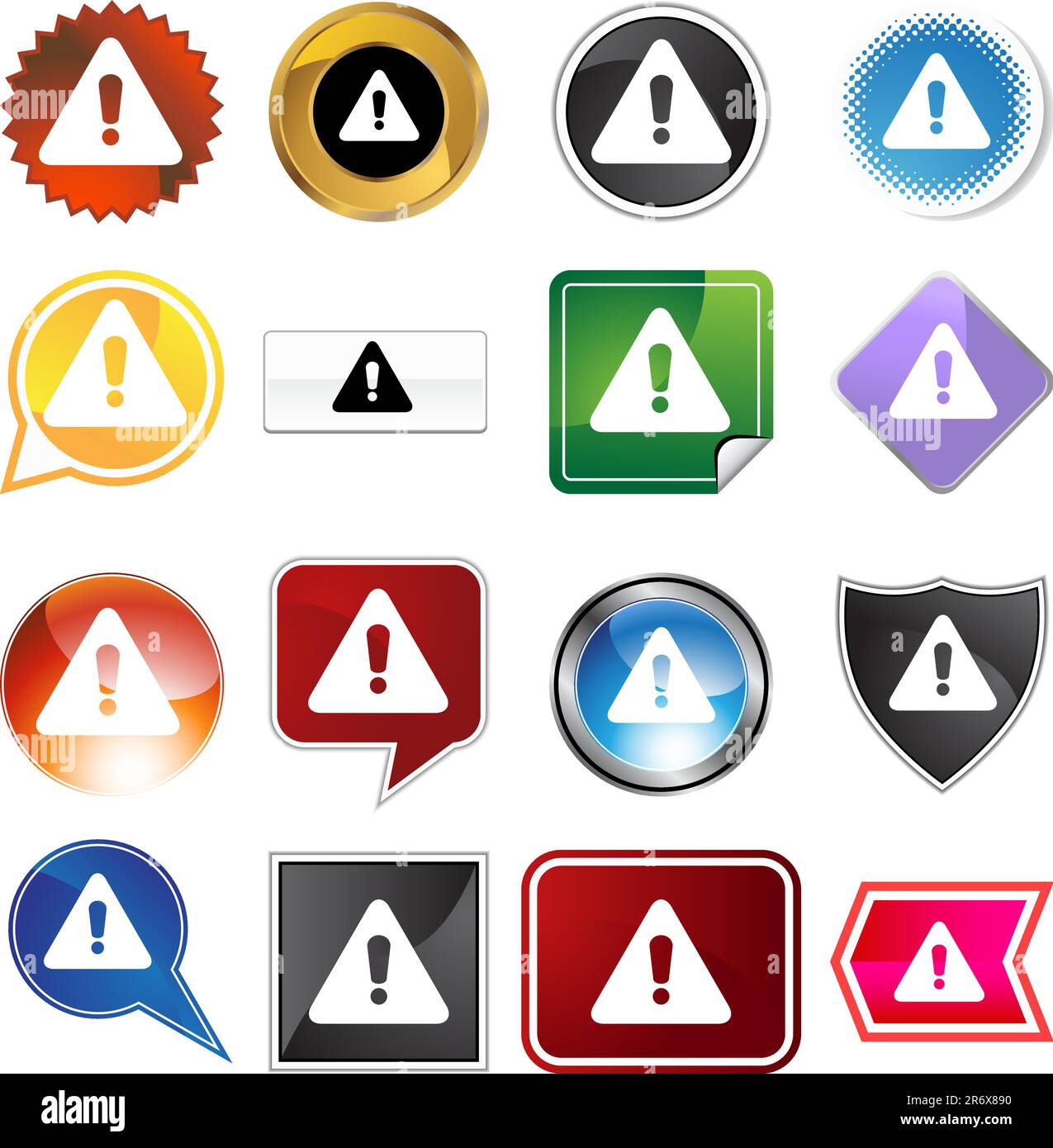 Warning icon set isolated on a white background Stock Vector Image ...