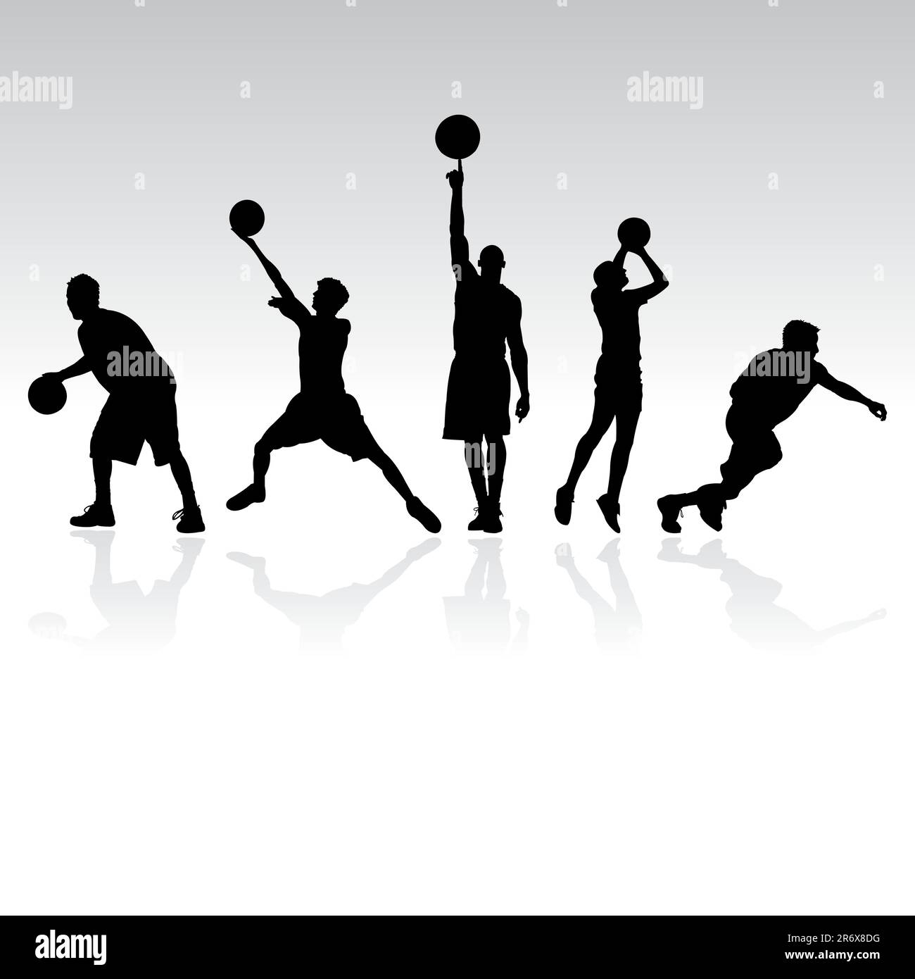 basketball players silhouettes, vector illustration Stock Vector Image ...