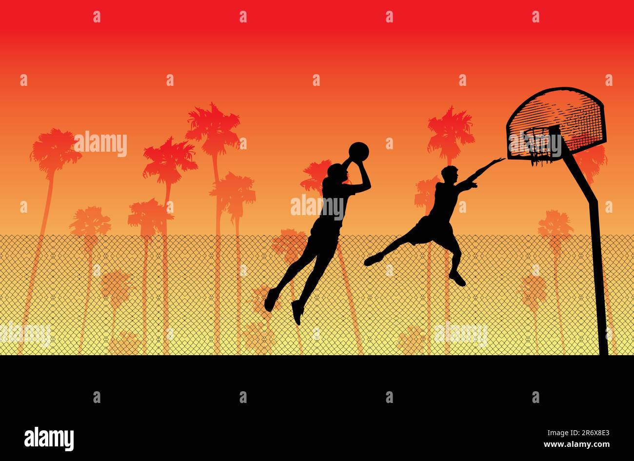 two basketball players, vector illustration Stock Vector Image & Art ...