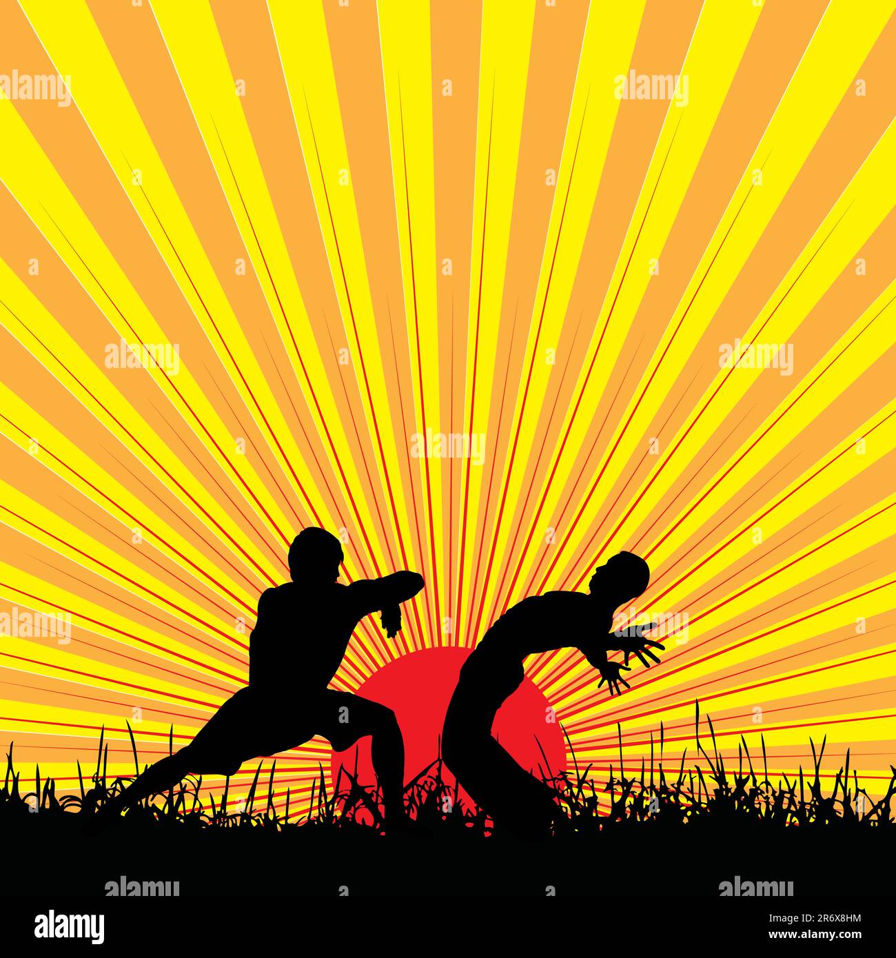 kung fu at sunset, vector illustration Stock Vector Image & Art - Alamy