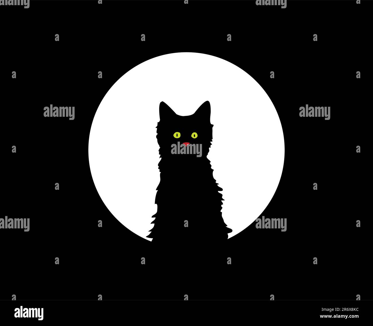 kitten under the moon, vector illustration Stock Vector Image & Art - Alamy