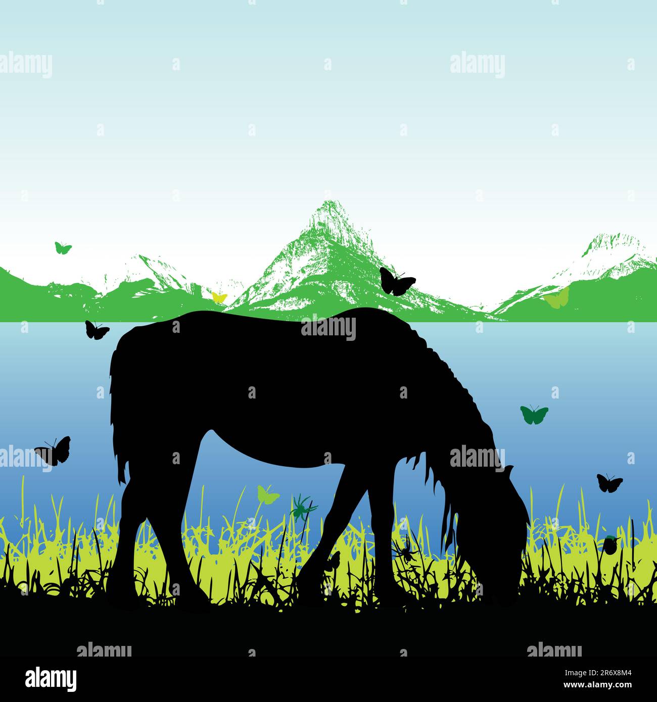 silhouette of walking horse, vector illustration Stock Vector Image ...