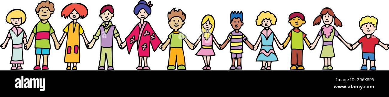 Banner of children holding hands Stock Vector Image & Art - Alamy
