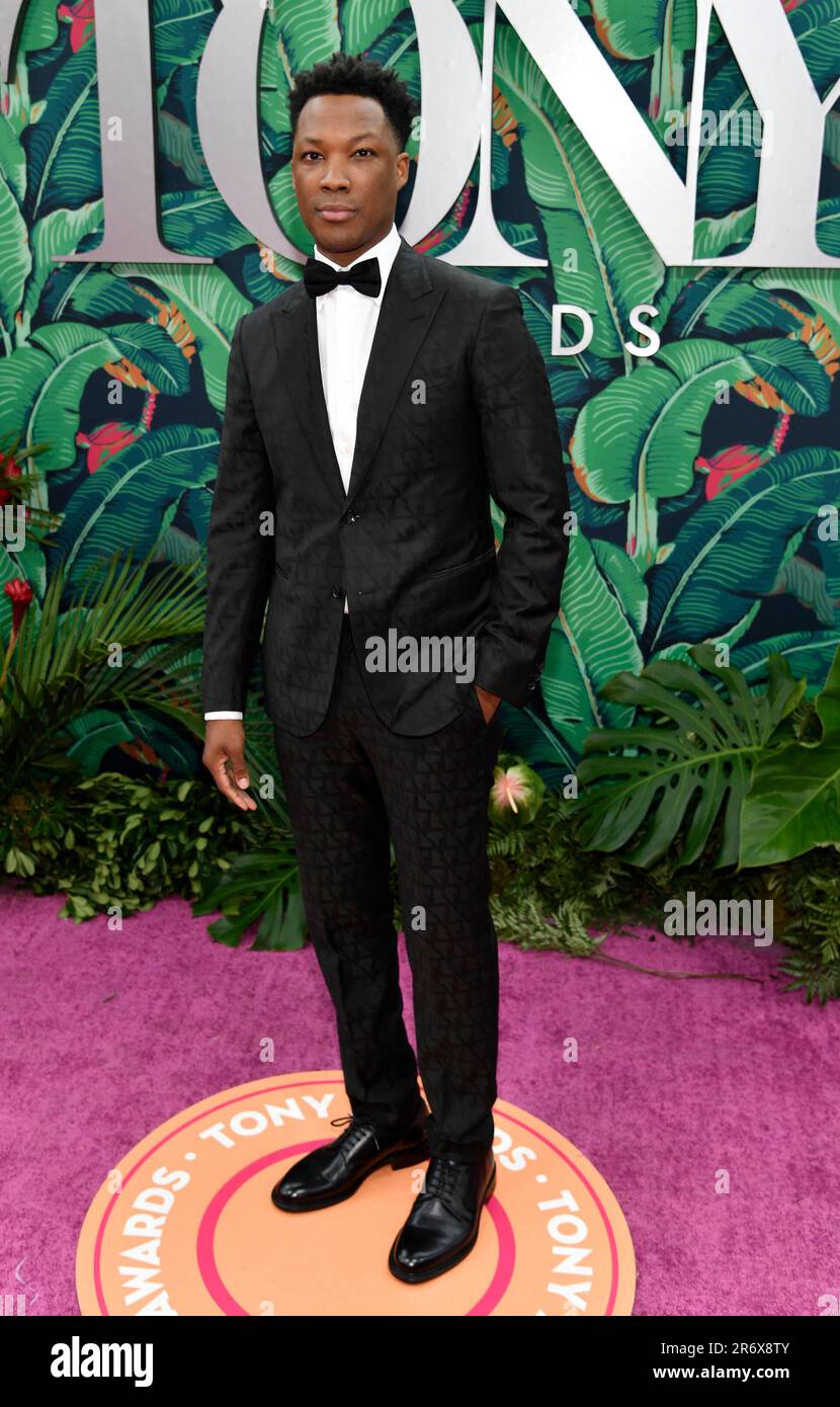 Corey Hawkins arrives at the 76th annual Tony Awards on Sunday, June 11 ...