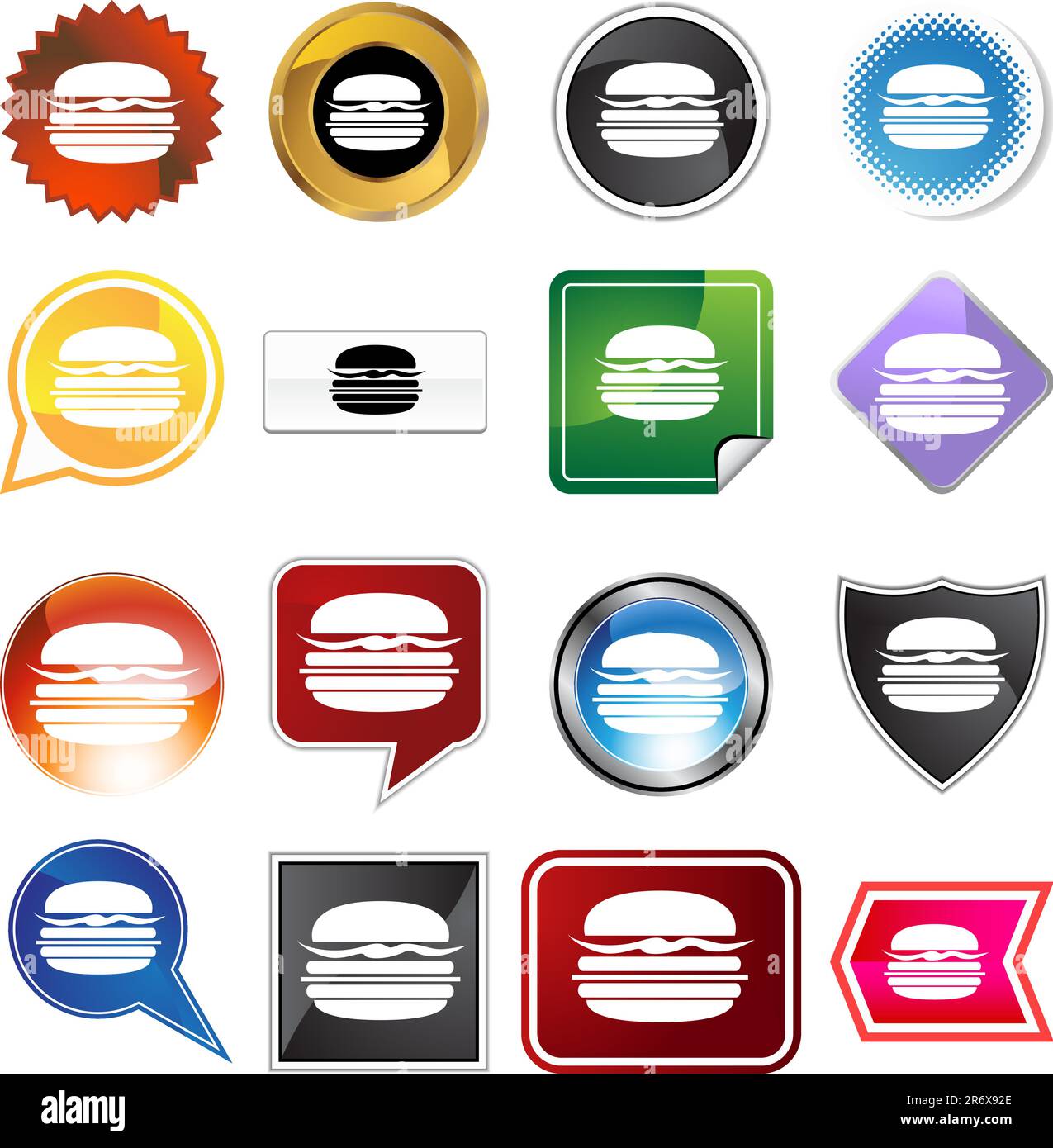 Burger icon set isolated on a white background Stock Vector Image & Art ...