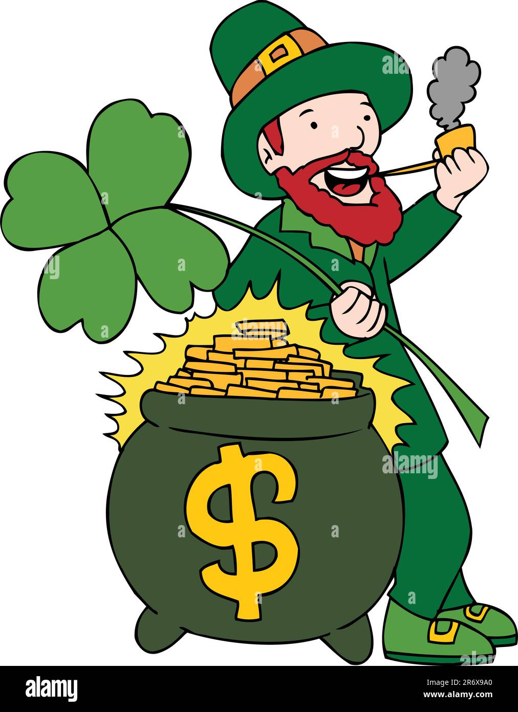 Gold four leaf clover Stock Vector Images - Alamy