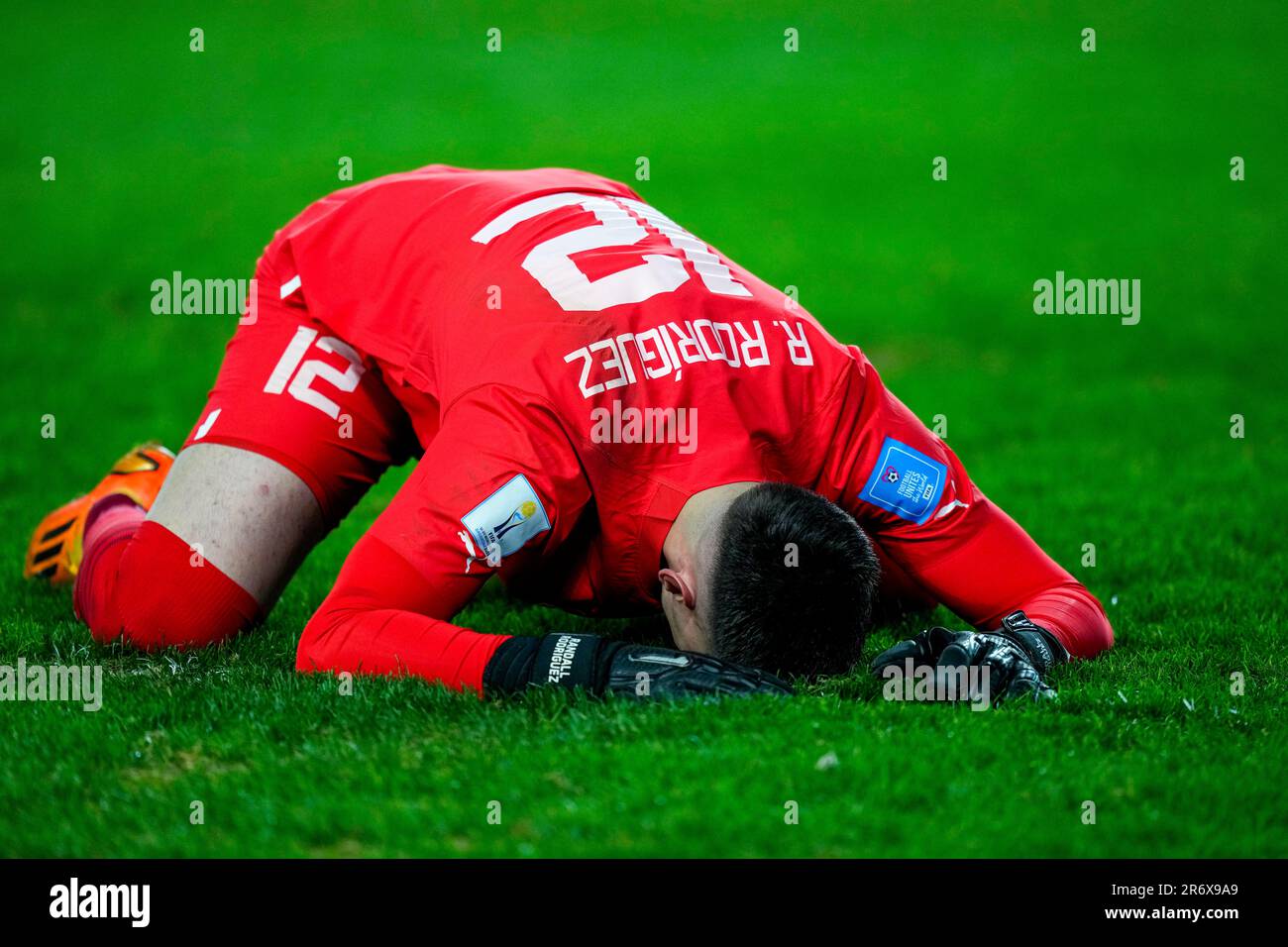 Uruguay's goalkeeper Randall Rodriguez reacts after winning the FIFA U ...