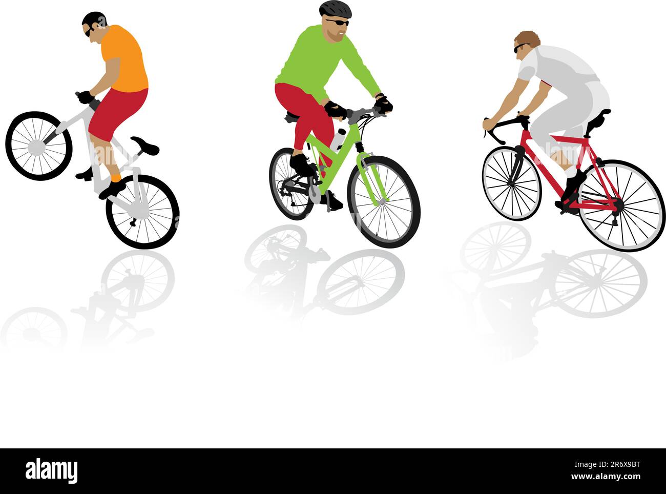 colored bicyclist's silhouettes, vector illustration Stock Vector Image ...
