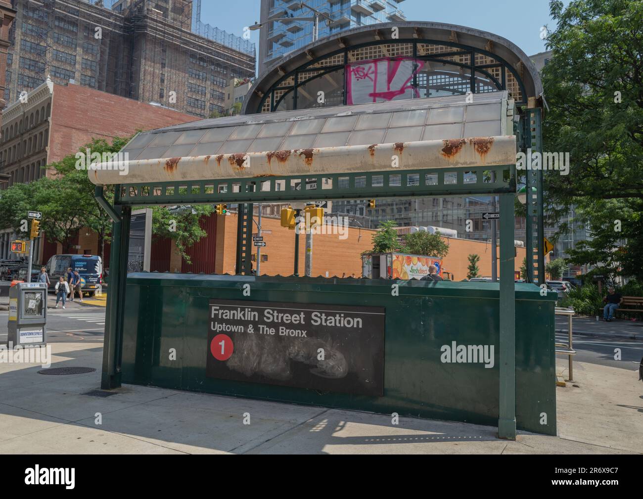 NEW YORK, N.Y. — June 10, 2023: A Franklin Street Station subway ...