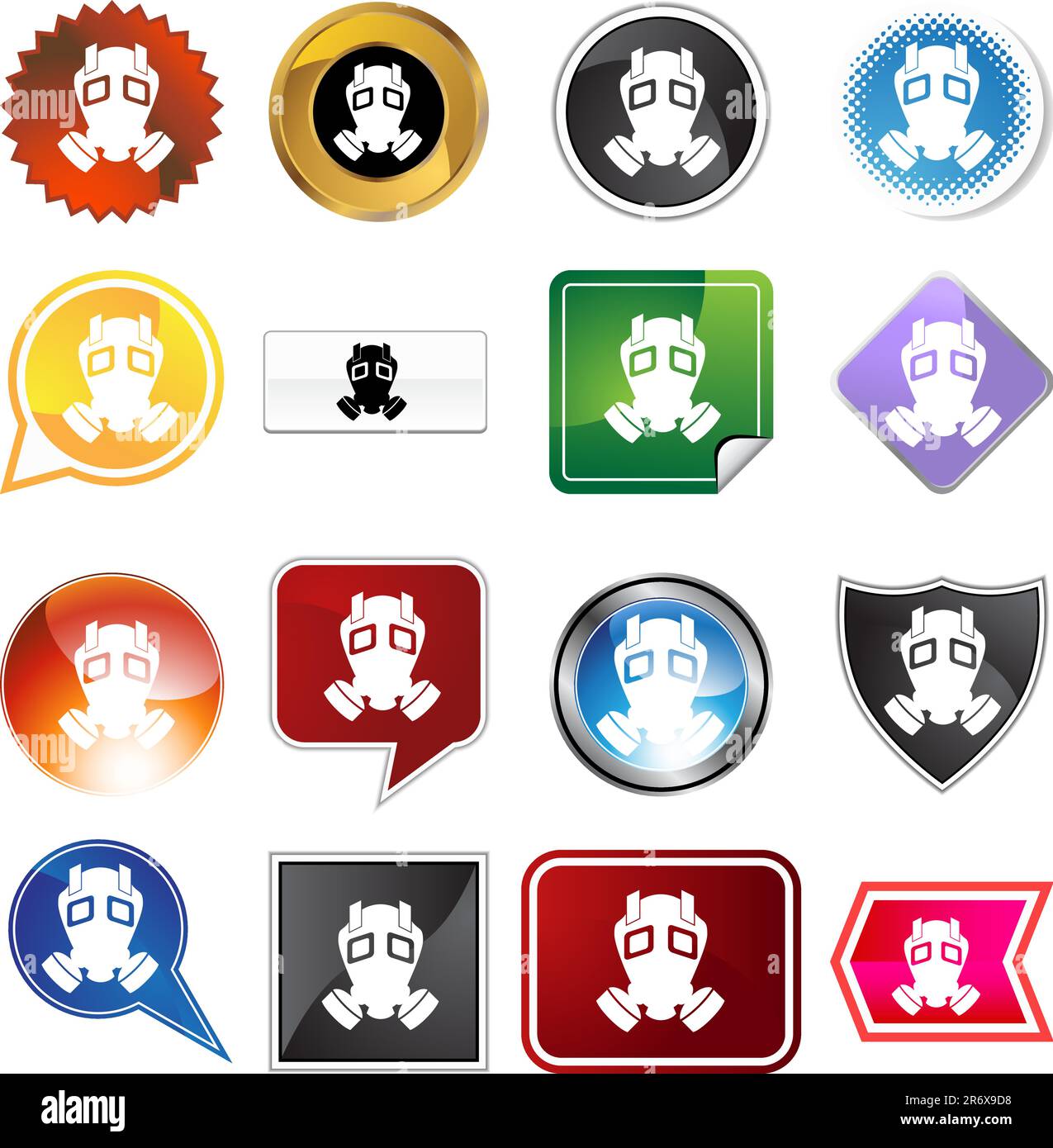 Gas mask icon set isolated on a white background Stock Vector Image ...