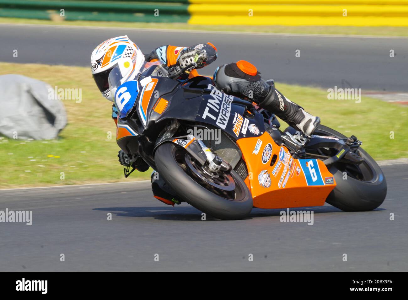 Croft Circuit, 10 June 2023. Brendan Mallinder riding a BMW 1000 in a ...