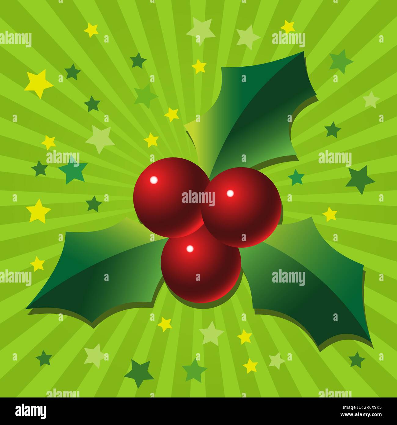 Holly sprig on green background vector illustration Stock Vector Image ...