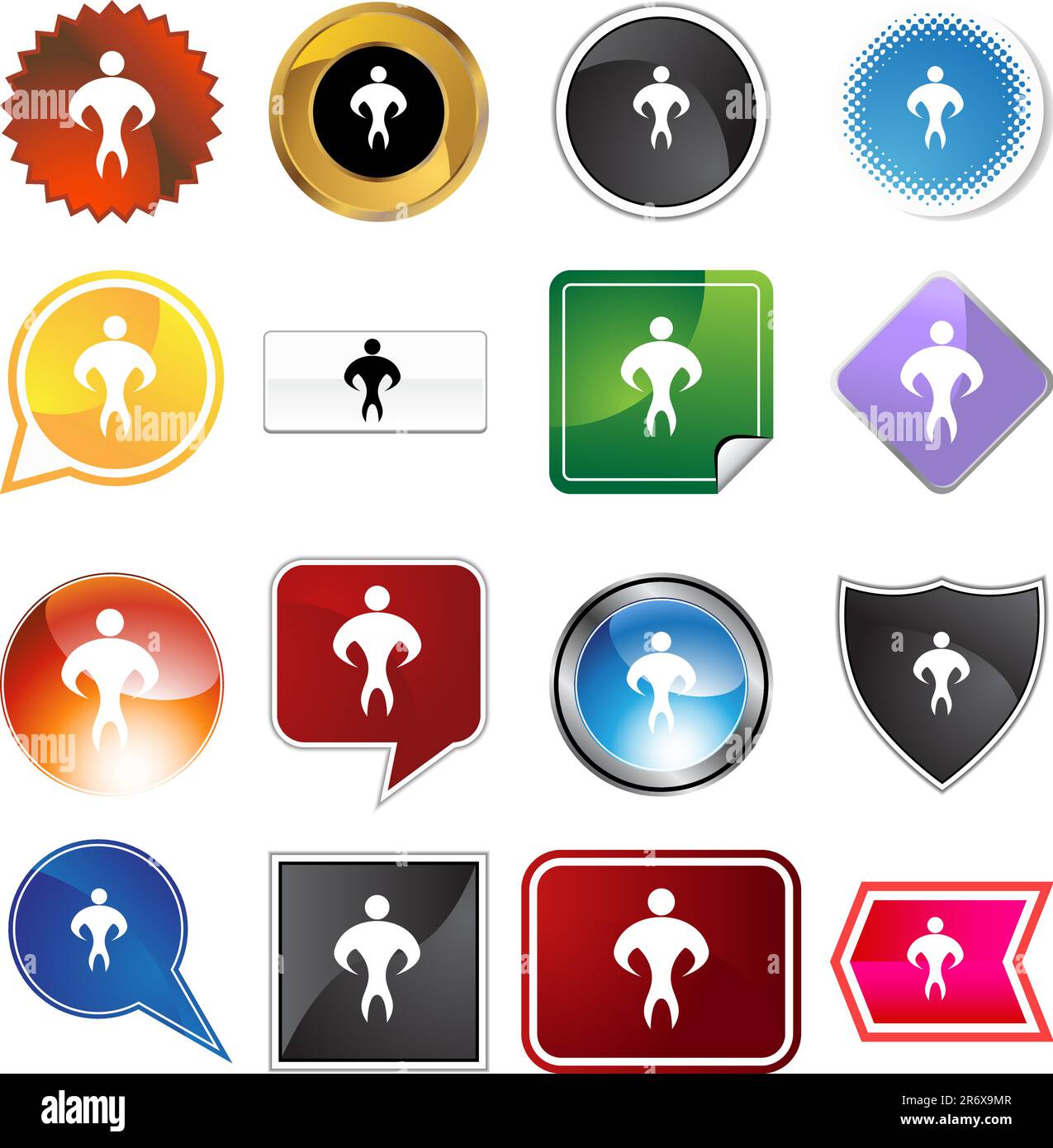 Muscle man variety set isolated on a white background Stock Vector ...