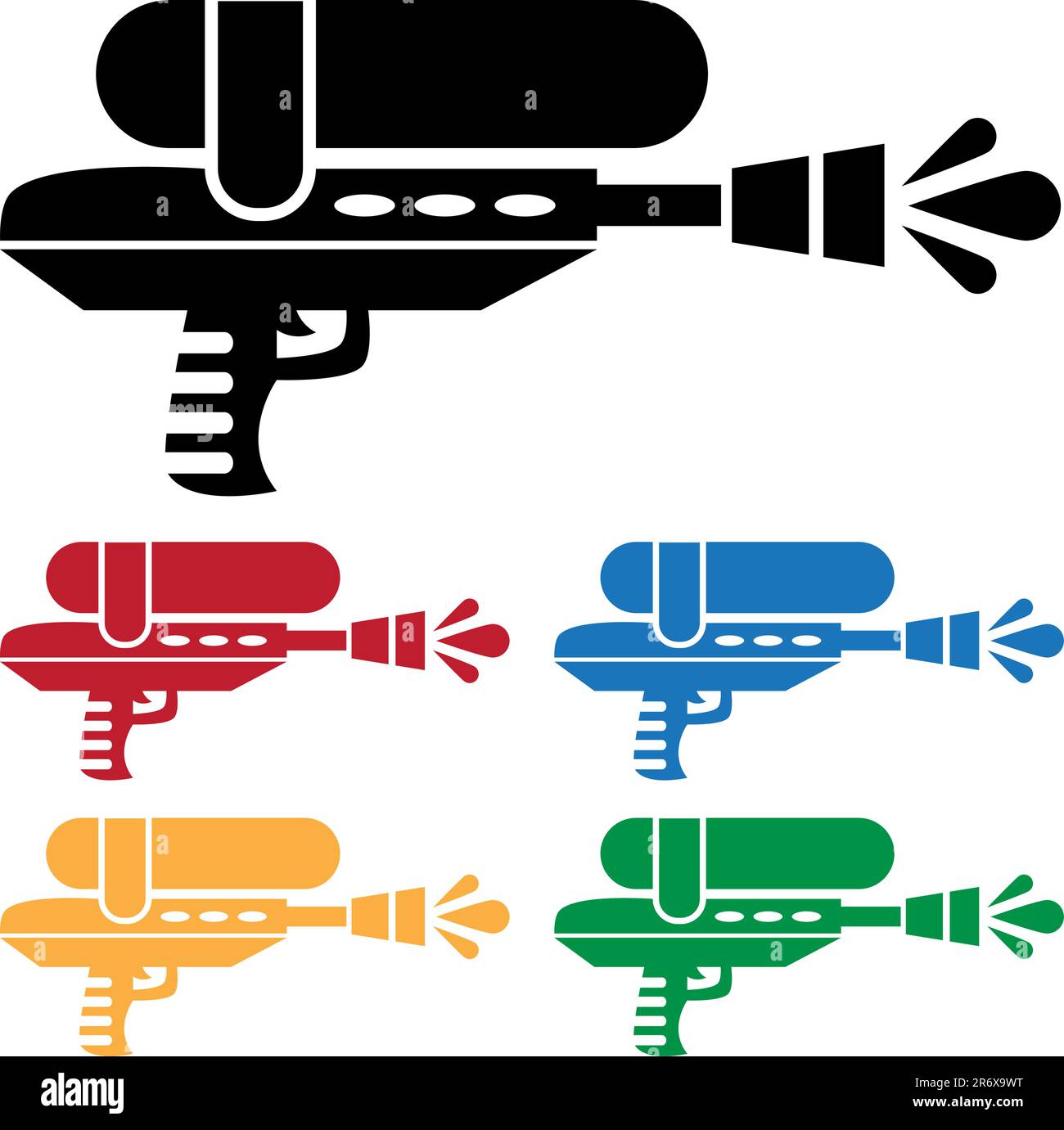 Set of 5 water / paint guns in different colors Stock Vector Image ...