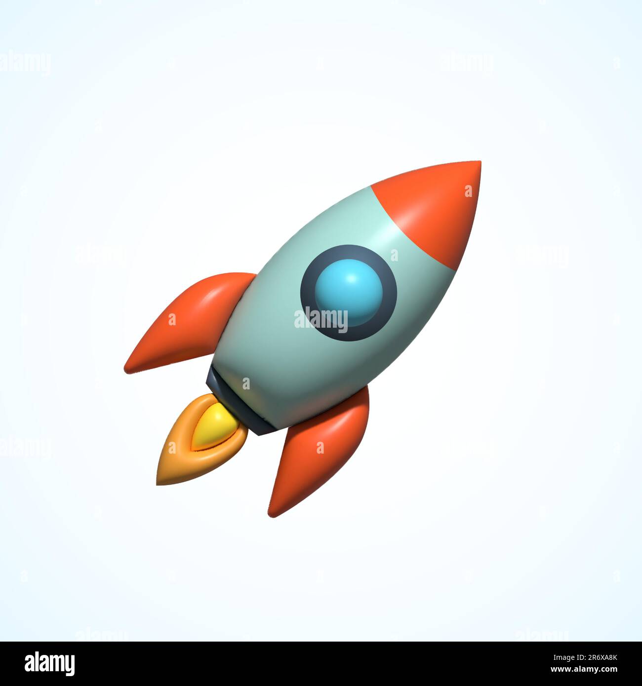 Inflated 3D Vector Retro Futuristic Rocket Launch Illustration ...