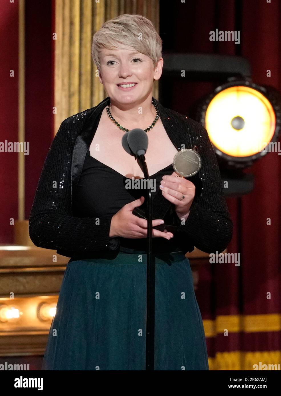 Carolyn Downing accepts the award for best sound design of a play for ...