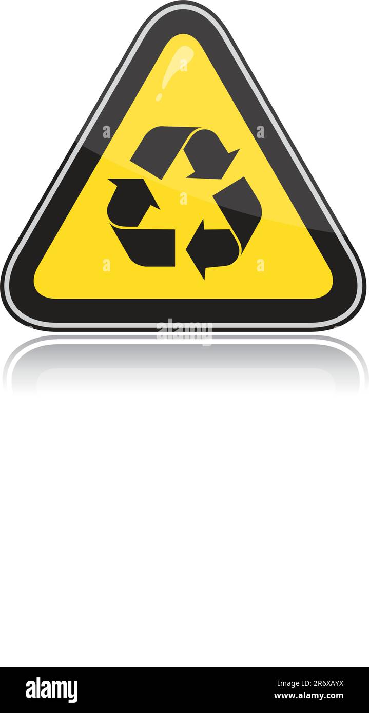 Yellow triangular sign of attention to recycling Stock Vector Image ...