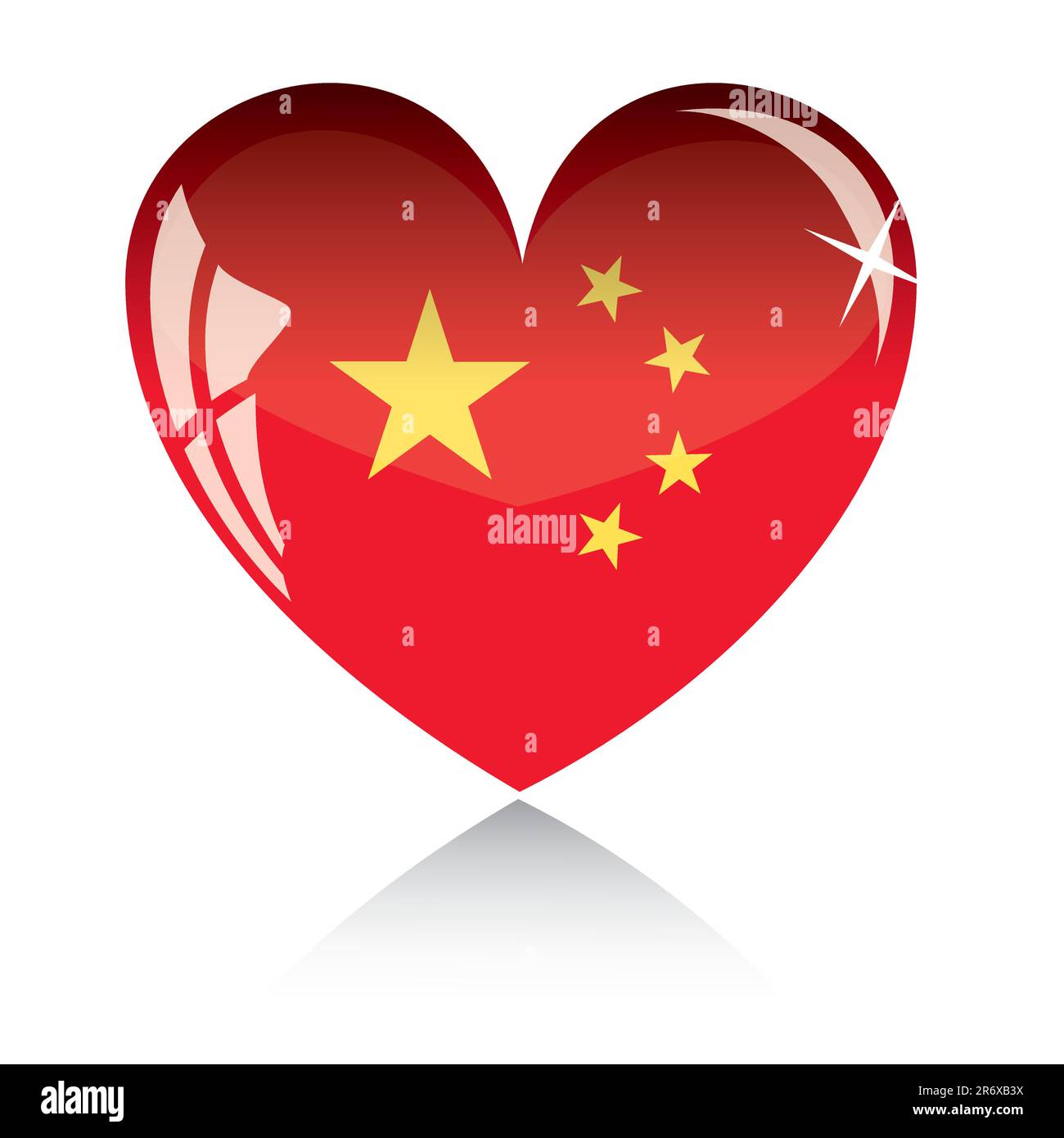 Vector heart with China flag texture isolated on a white background ...