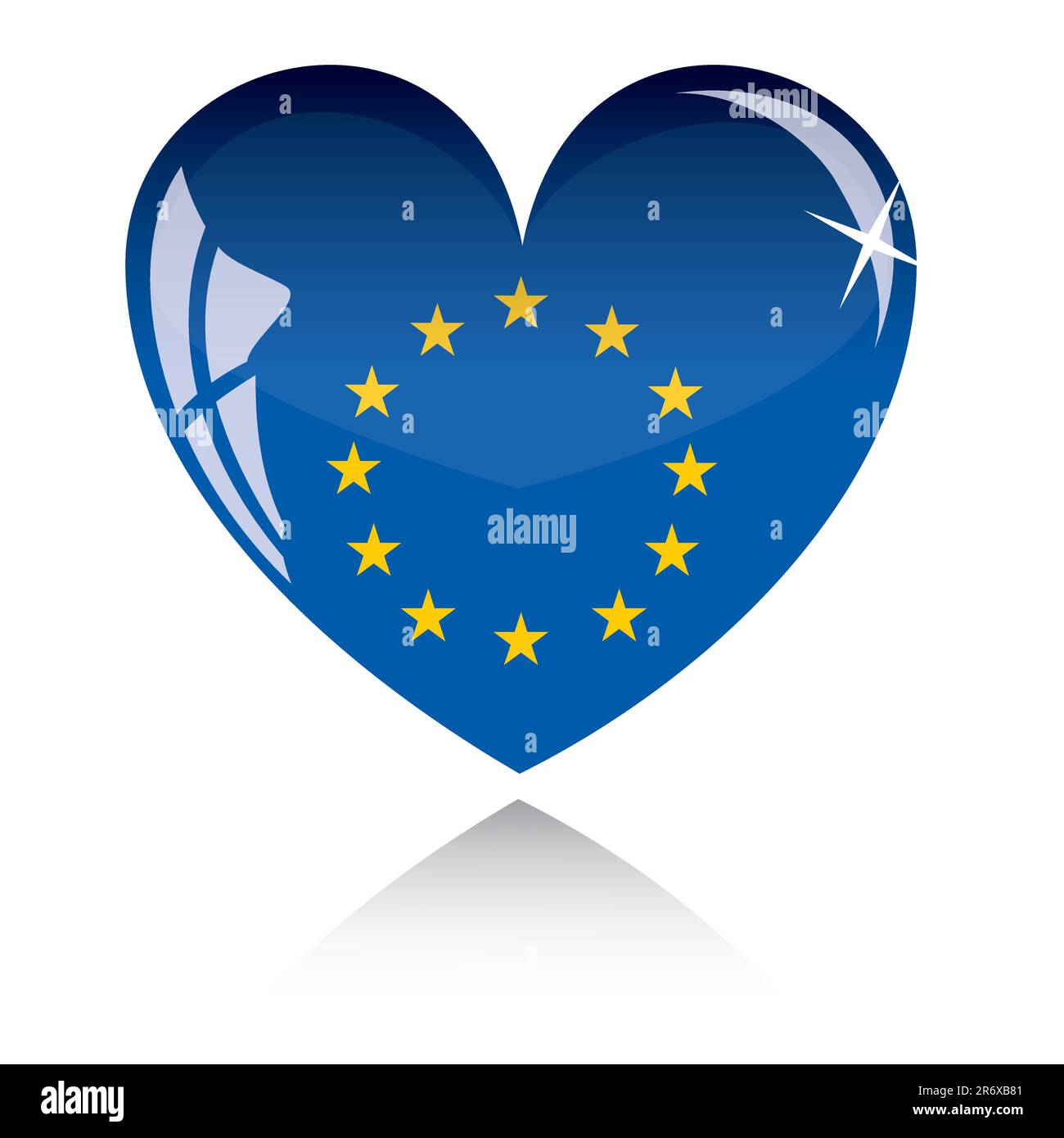 Vector heart with Europe flag texture isolated on a white background ...