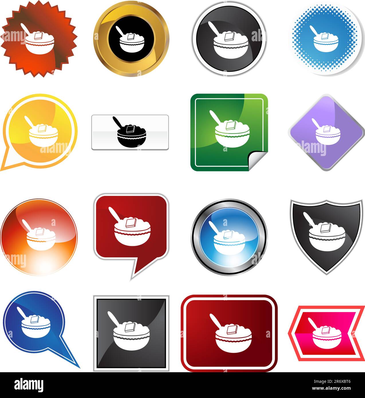 Oatmeal icon set isolated on a white background Stock Vector Image ...