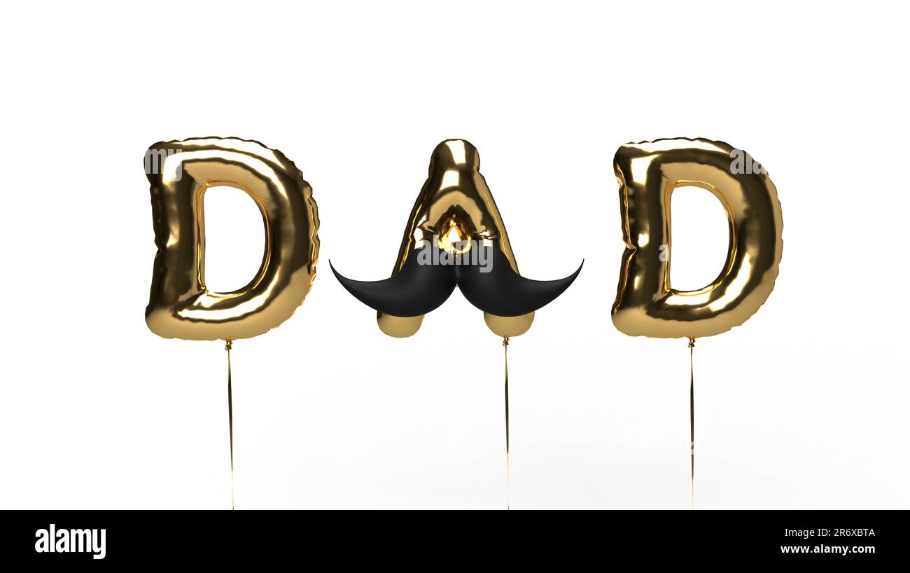 golden yellow orange color balloon text font dad mustache black color ...