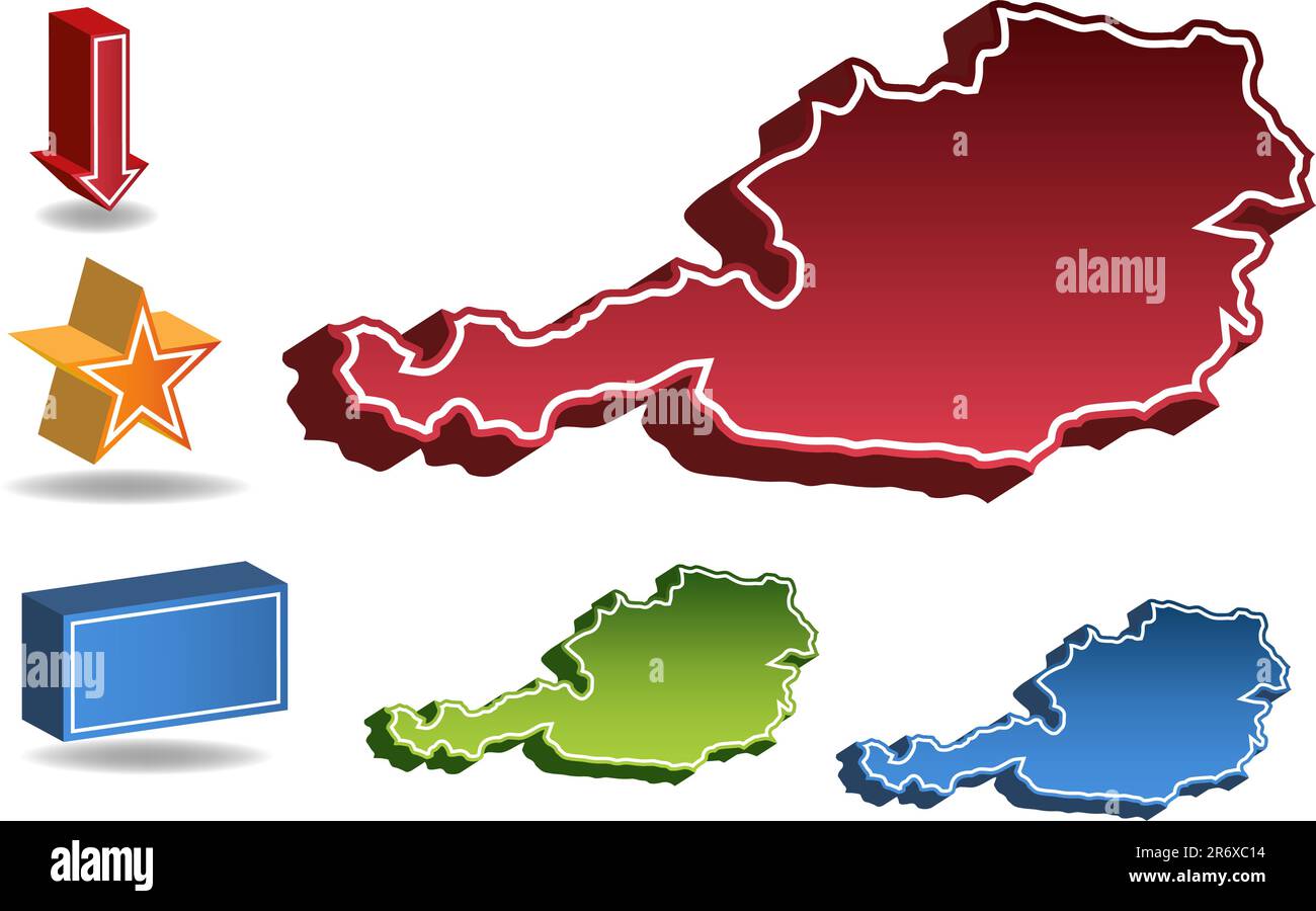 3D Austria country map isolated on a white background Stock Vector ...