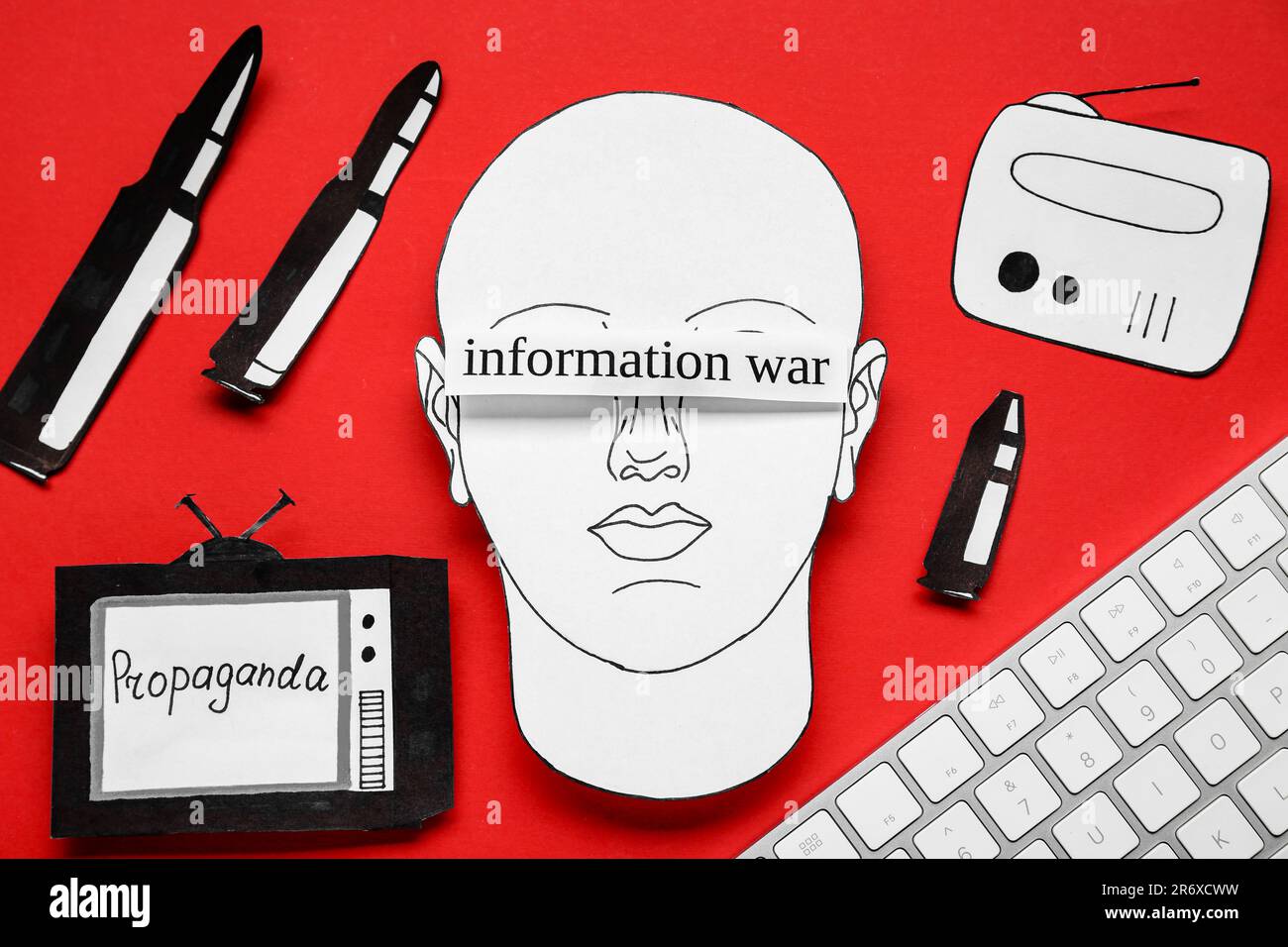 Information warfare concept. Human blinded with propaganda in media ...