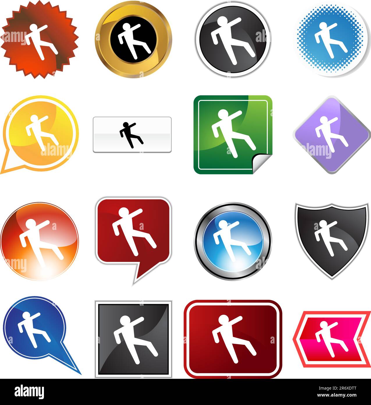 Slippery floor icon set isolated on a white background Stock Vector ...