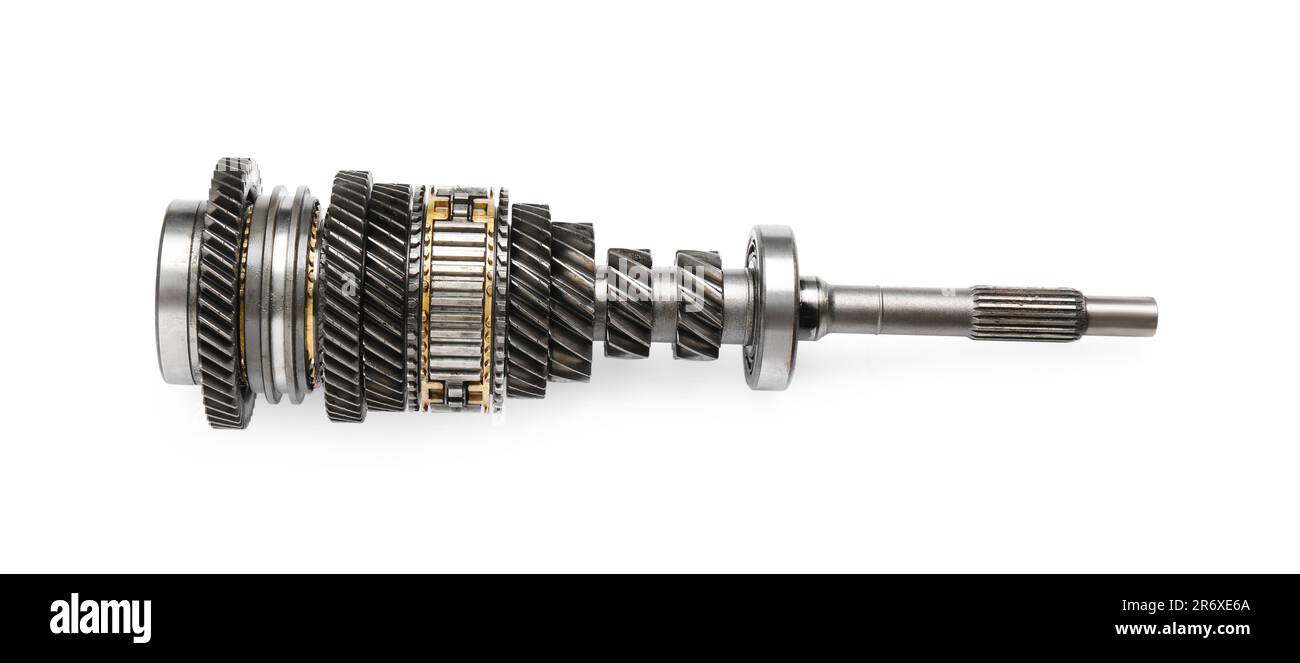 New gearbox secondary shaft on white background Stock Photo - Alamy