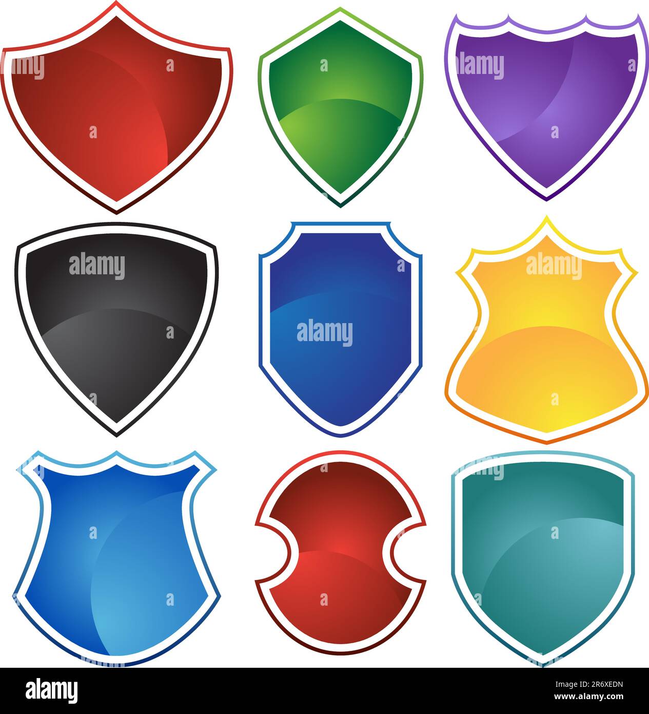 Set of 9 different shields in various colors Stock Vector Image & Art ...