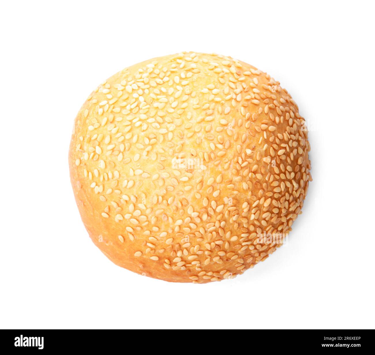 Half of fresh burger bun isolated on white, top view Stock Photo - Alamy