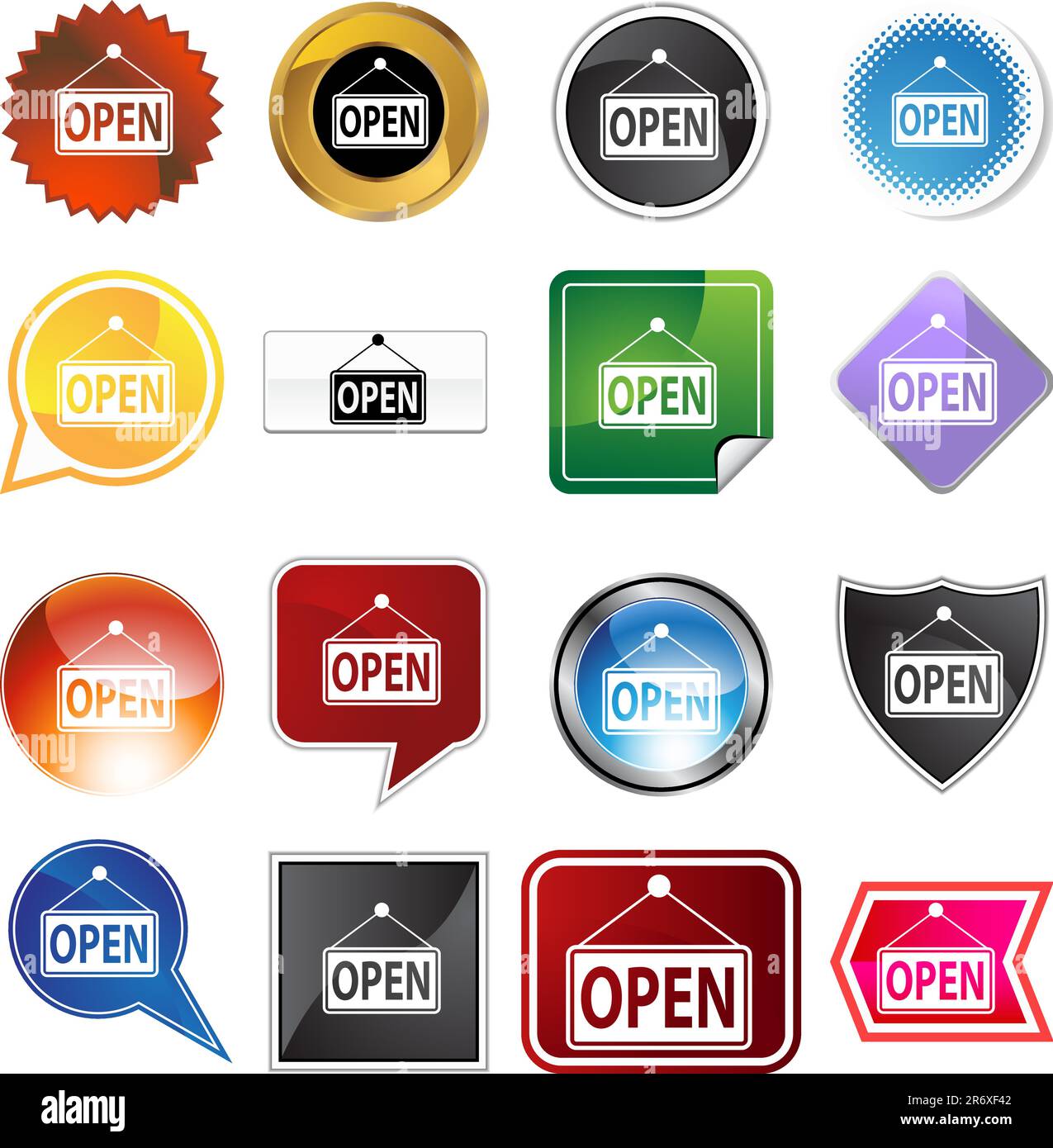 Open sign icon set isolated on a white background Stock Vector Image ...