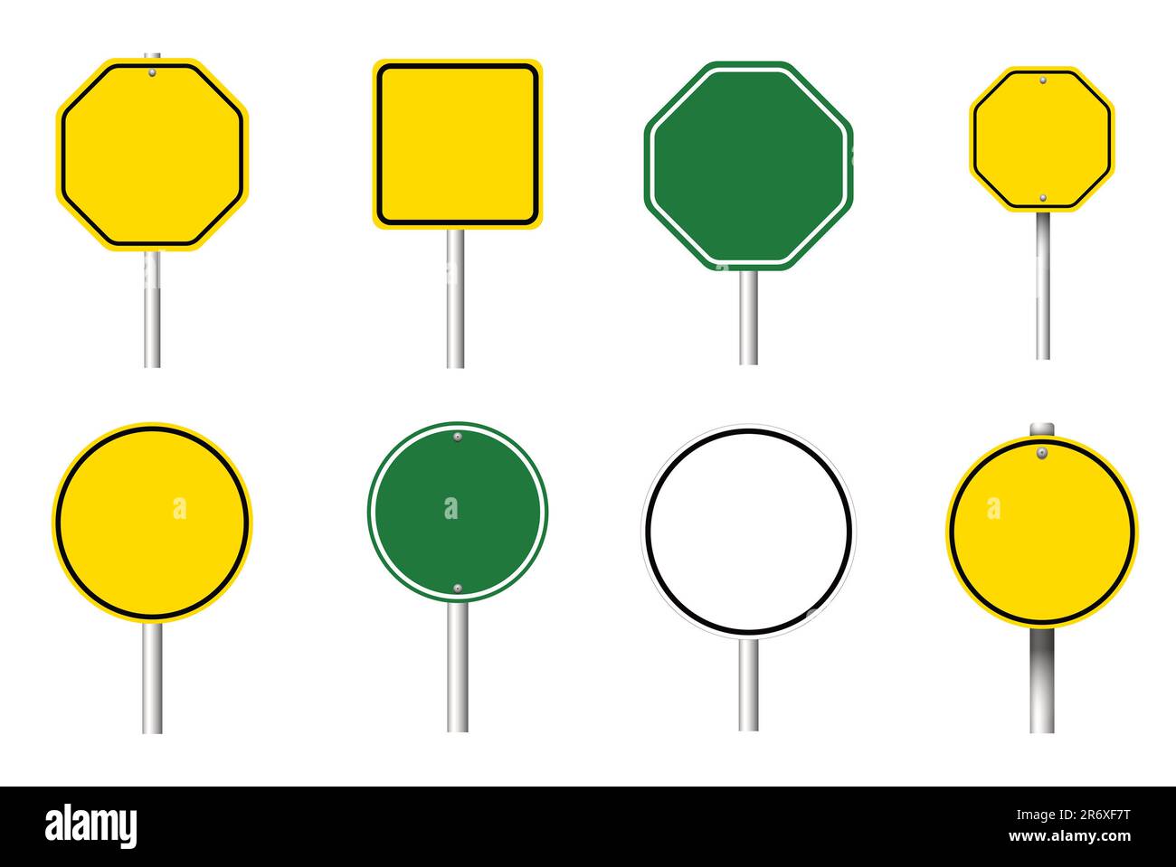 Different blank road signs on white background, collage design Stock ...