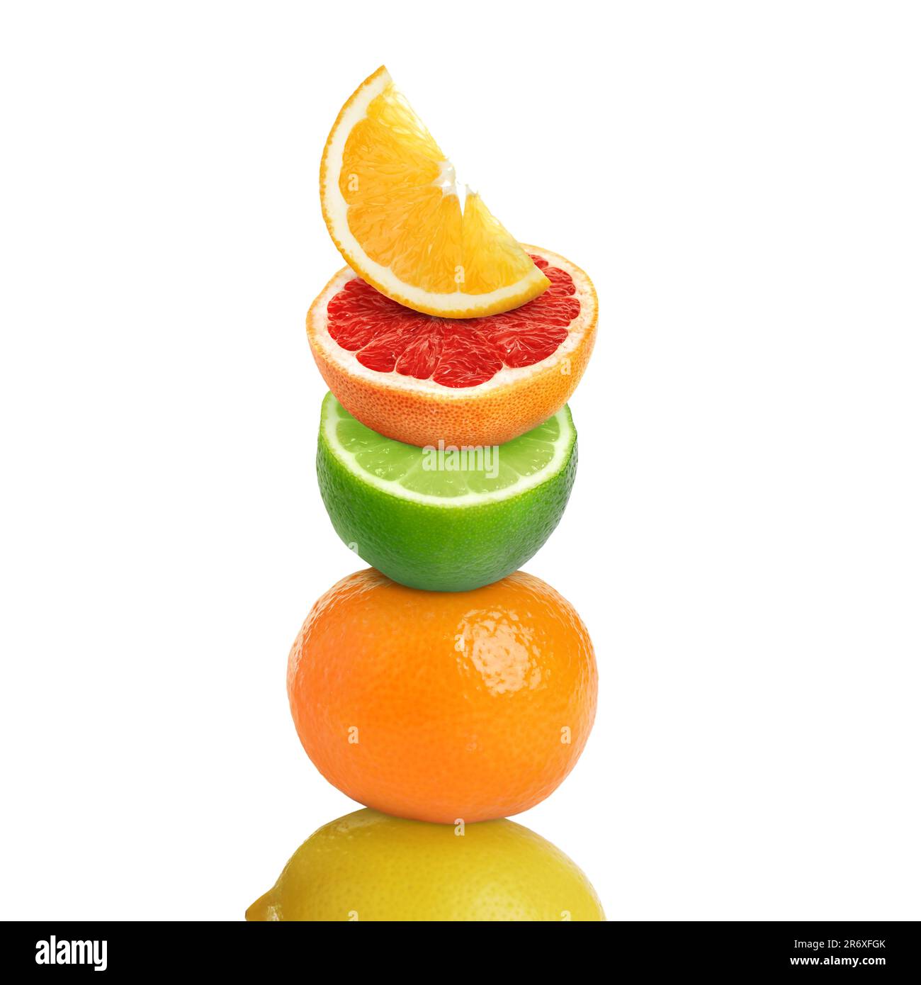 Stack of different fresh citrus fruits on white background Stock Photo ...