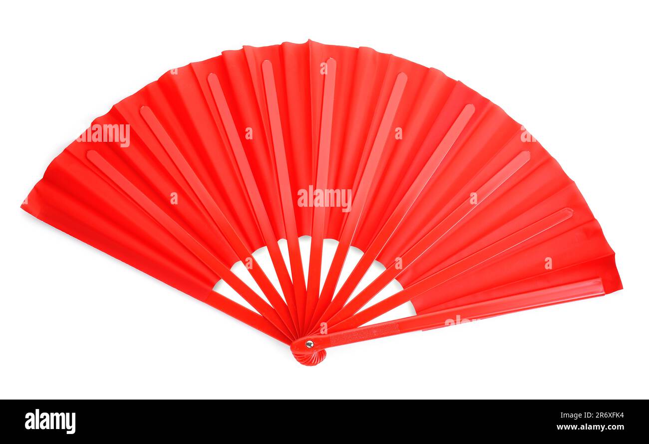 Bright red hand fan isolated on white Stock Photo - Alamy