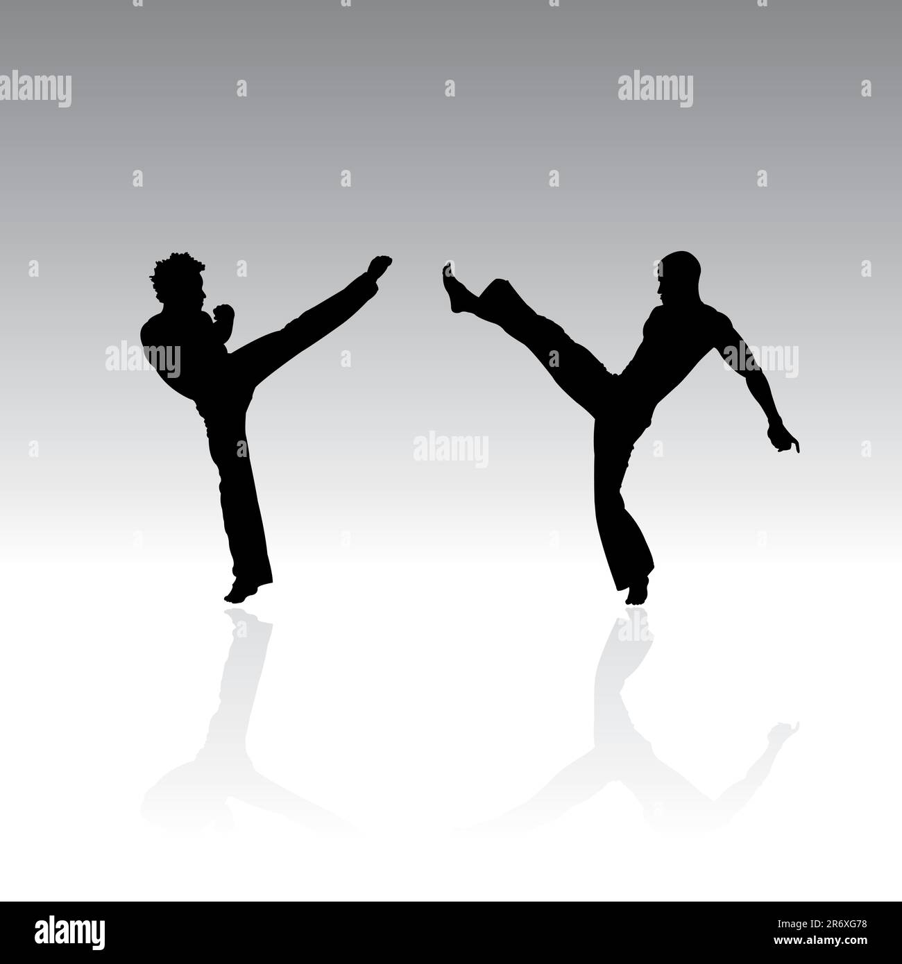 isolated fighter silhouettes, vector illustration Stock Vector Image ...