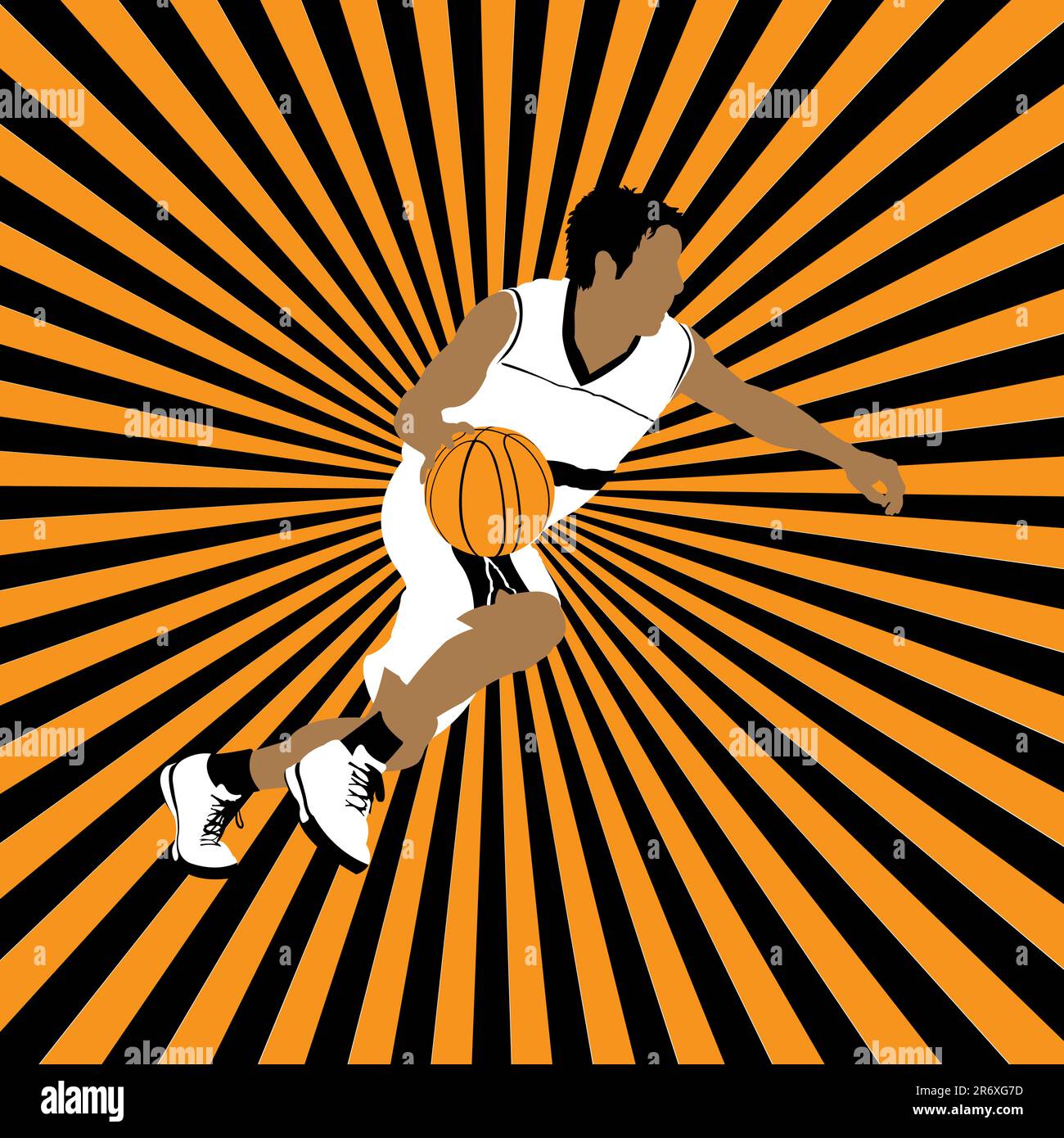 basketball player on striped background, vector illustration Stock ...
